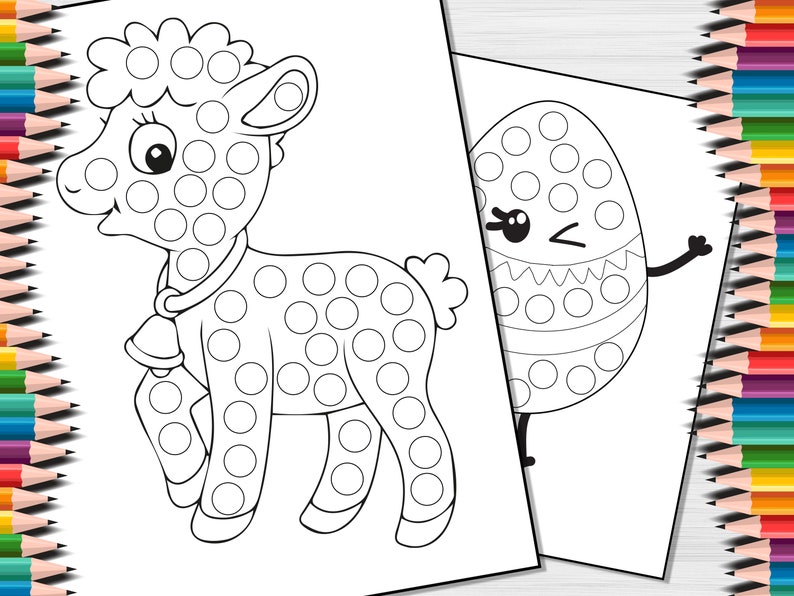 20 Printable Easter Dot Marker Coloring Pages for Kids, Easter Egg Hunt ...
