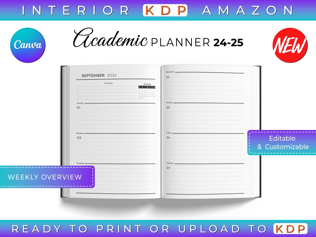 2024 2025 Academic Planner Weekly and Monthly CANVA Templates, Fully ...