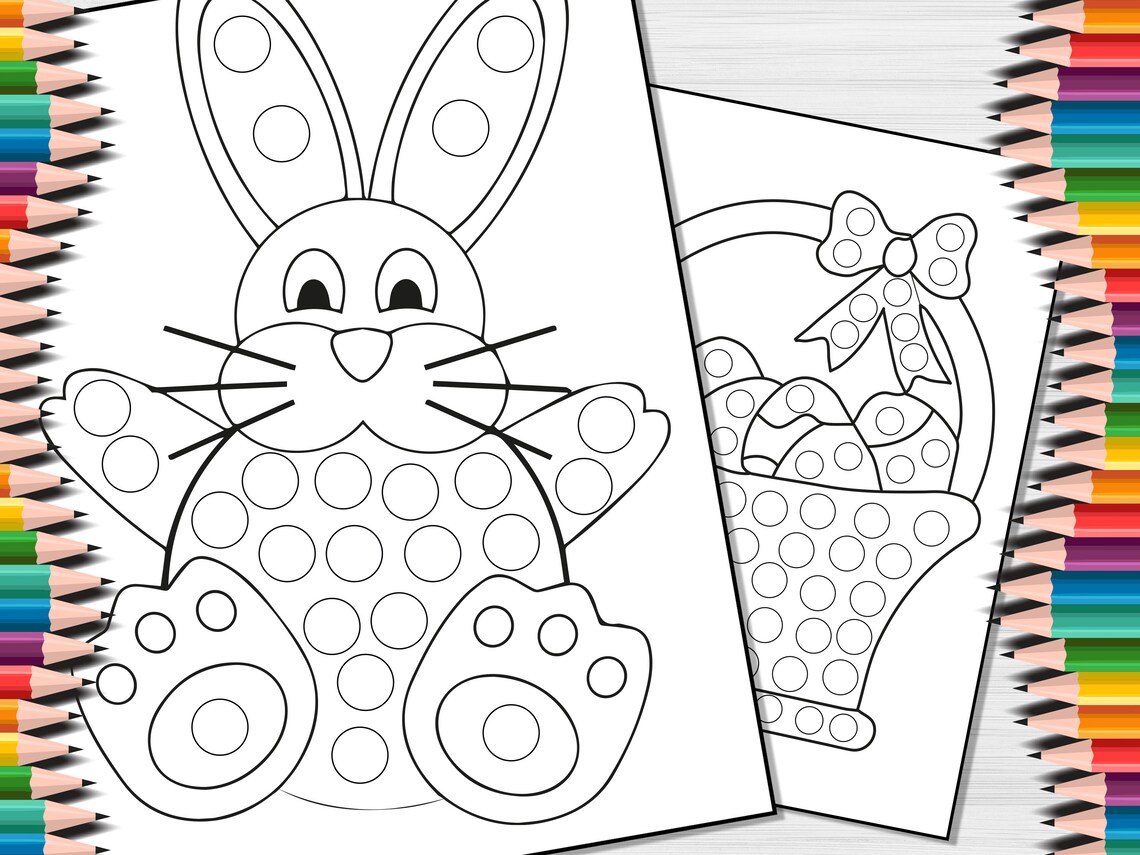 20 Printable Easter Dot Marker Coloring Pages for Kids, Easter Egg Hunt ...