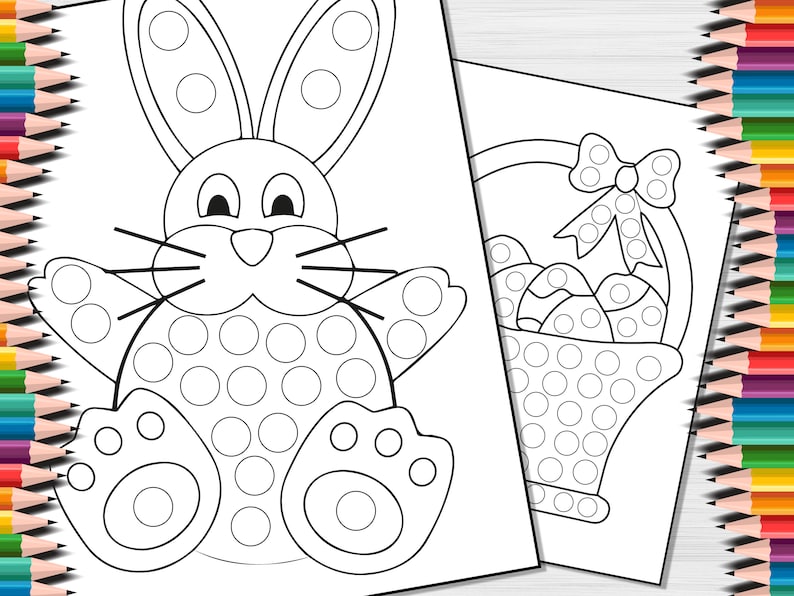 20 Printable Easter Dot Marker Coloring Pages for Kids, Easter Egg Hunt ...
