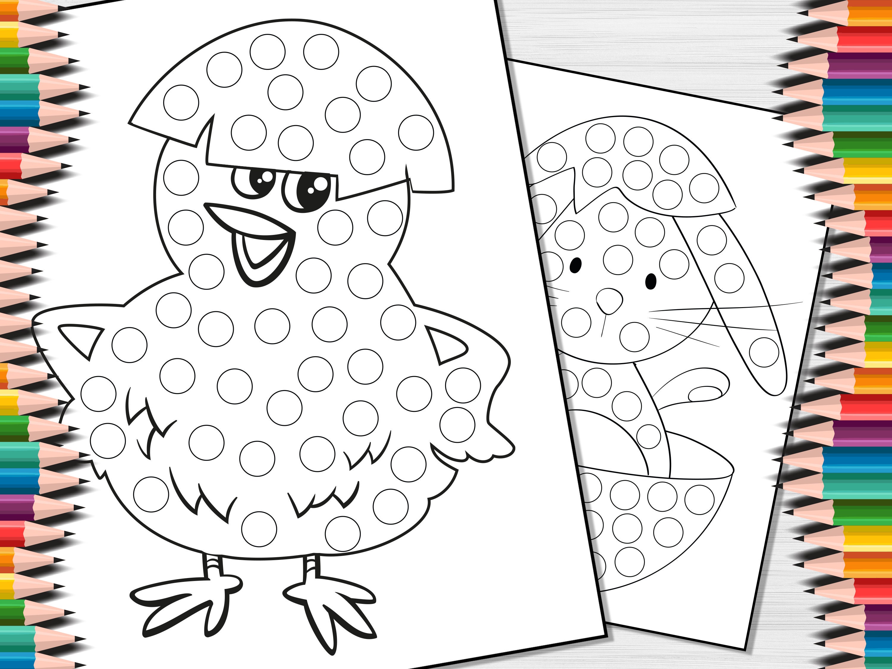 20 Printable Easter Dot Marker Coloring Pages For Kids Easter Etsy
