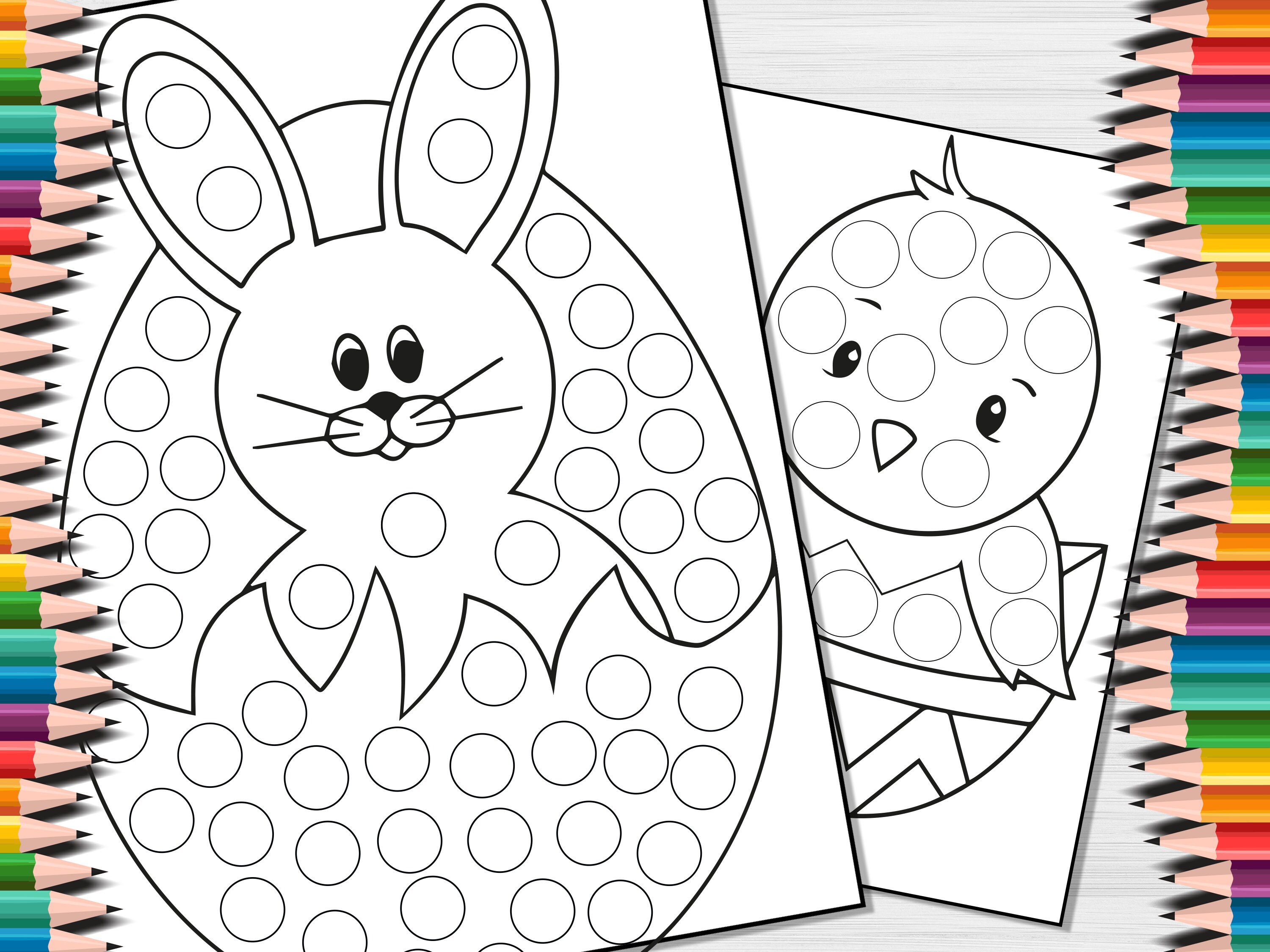 20 Printable Easter Dot Marker Coloring Pages for Kids, Easter Egg Hunt ...