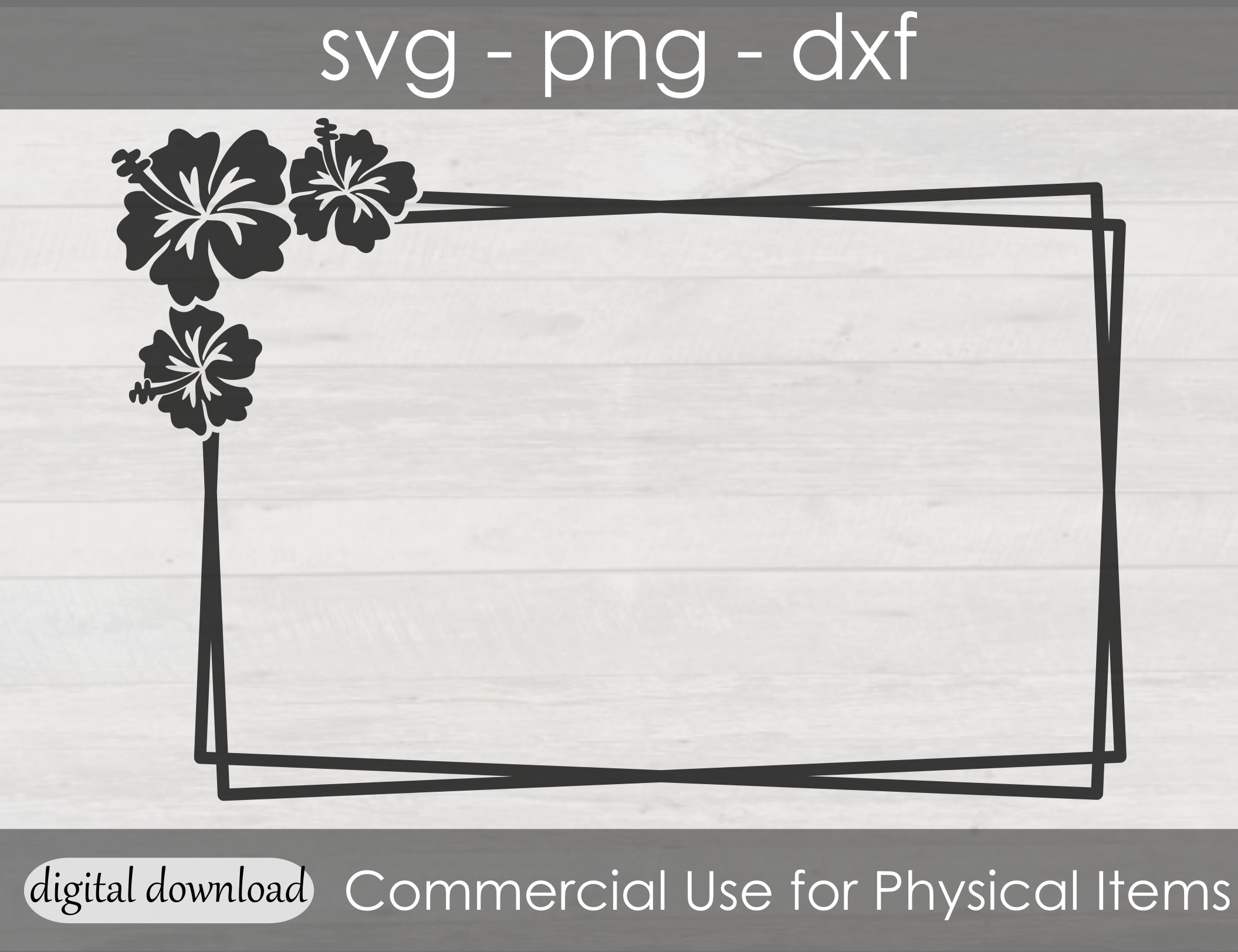 Hibiscus Flower Rectangle Border SVG Cut File for Cricut Hawaiin Flower ...