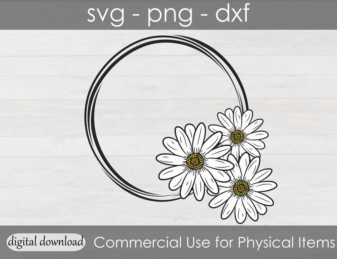 Buy Daisy Wreath SVG Wildflower Border Svg Flower Sublimation PNG ...