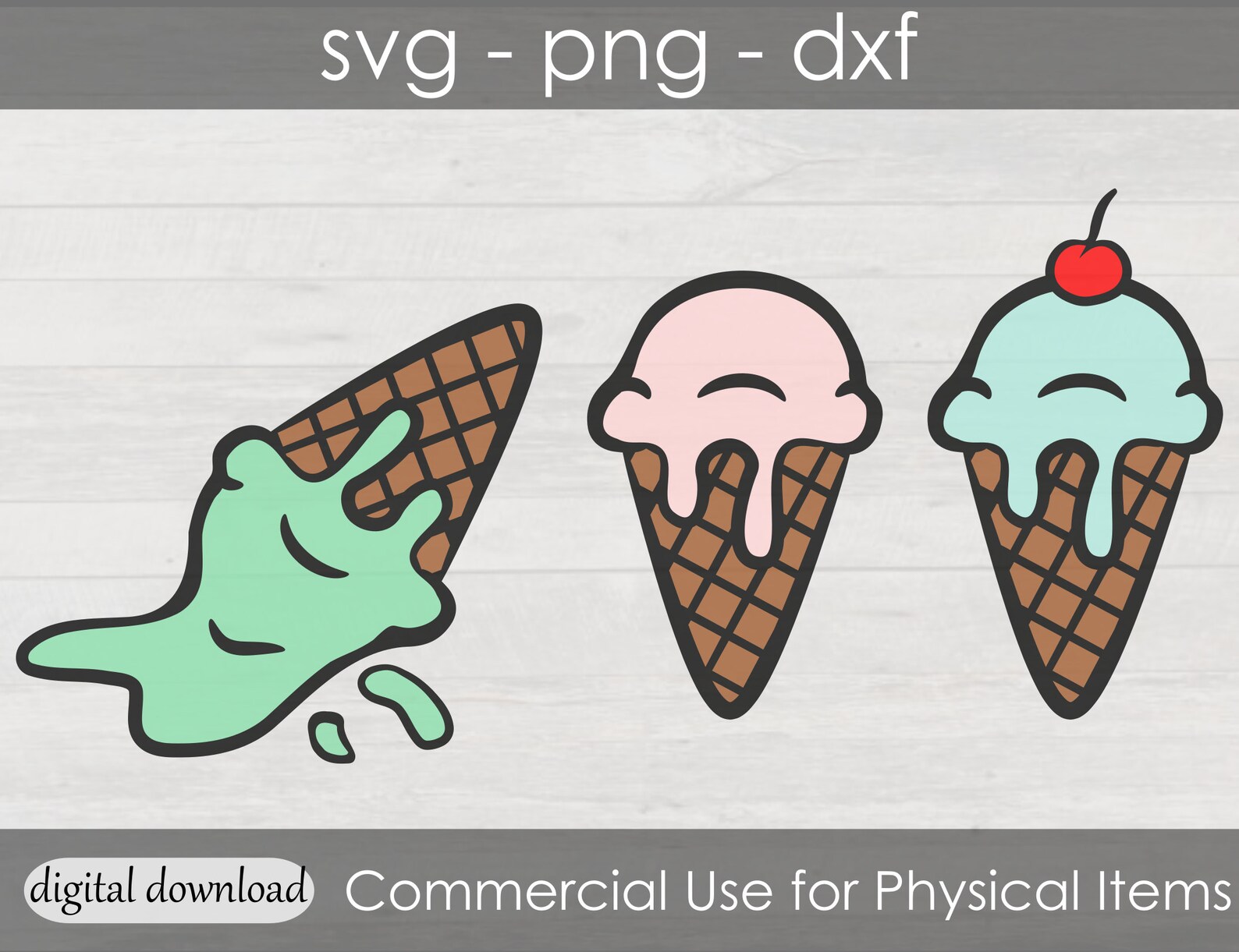 Ice Cream Cone Drip Svg Cut File for Cricut - Waffle Cone Sublimation ...