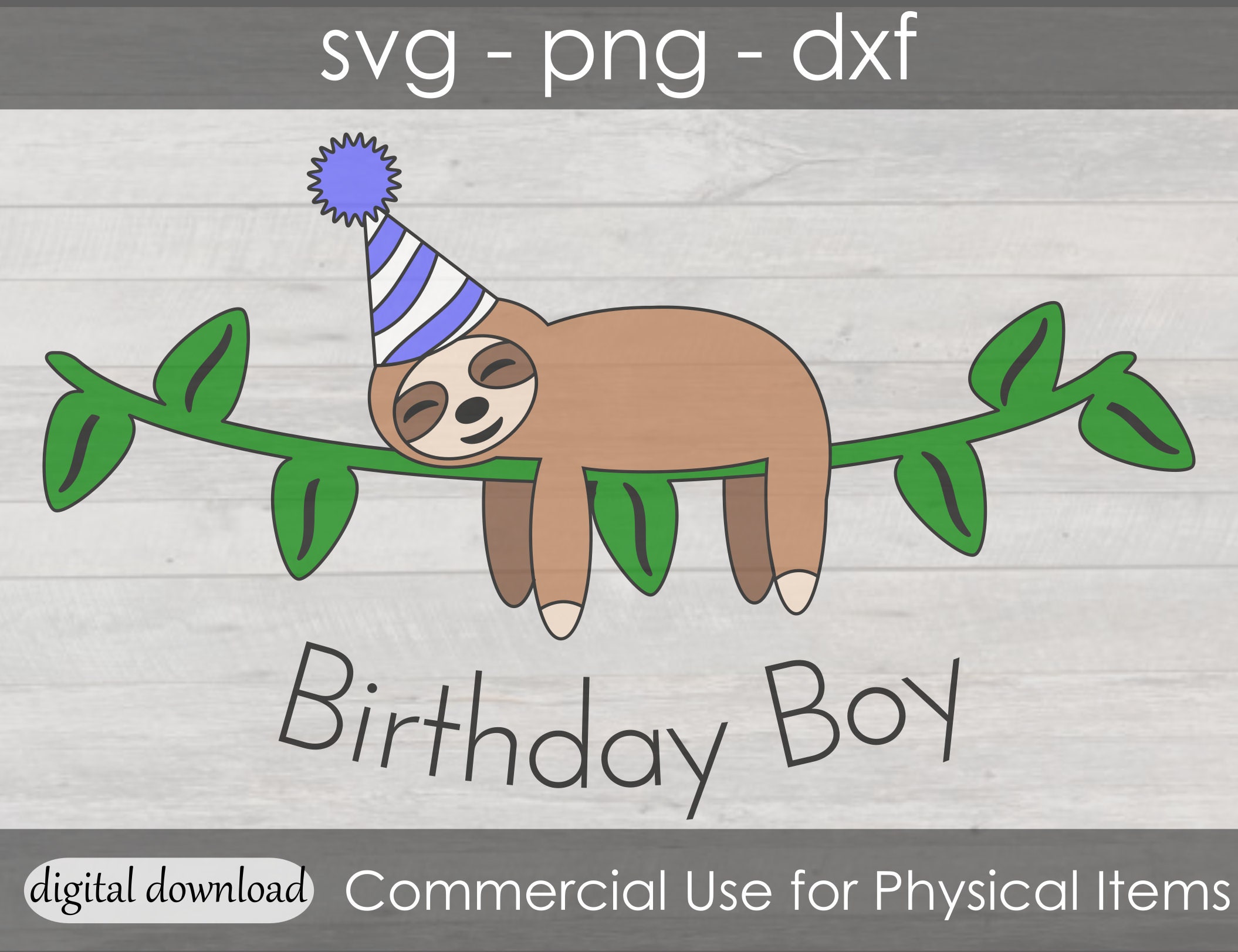 Cute Sleeping Birthday Sloth SVG Cut File for Cricut Lazy Animal ...