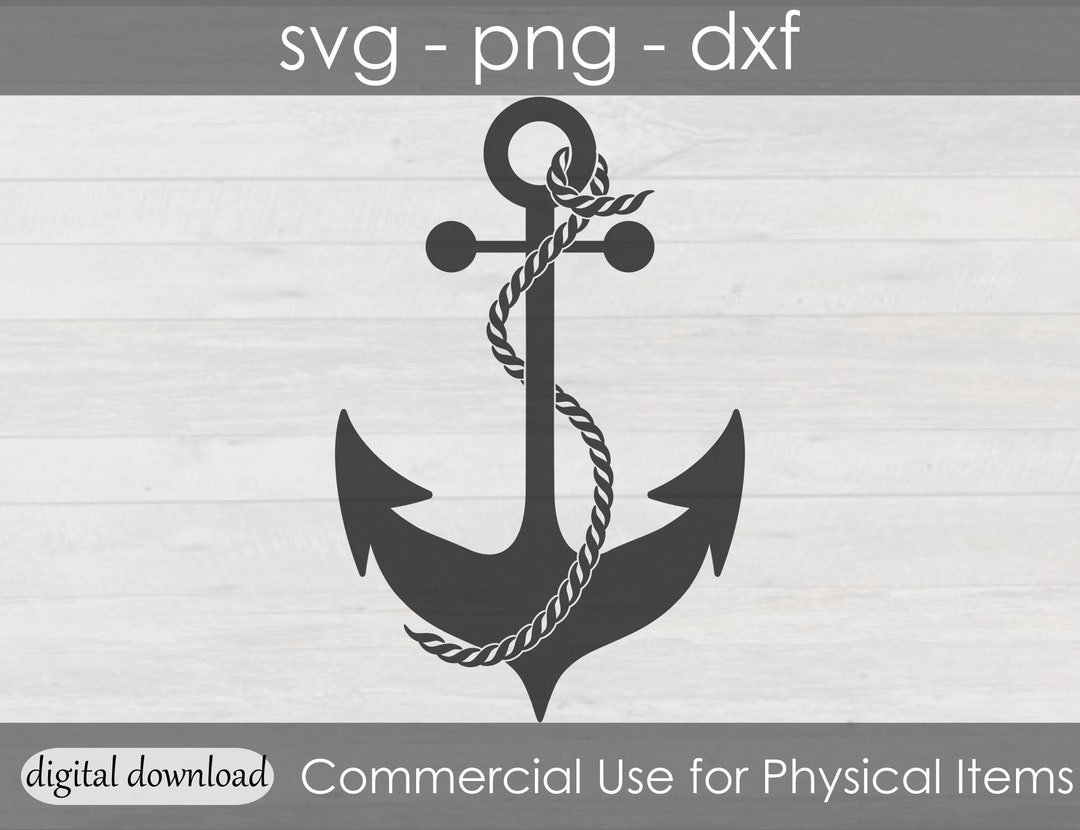 Anchor With Rope Svg Cut File for Cricut Nautical Sublimation PNG ...