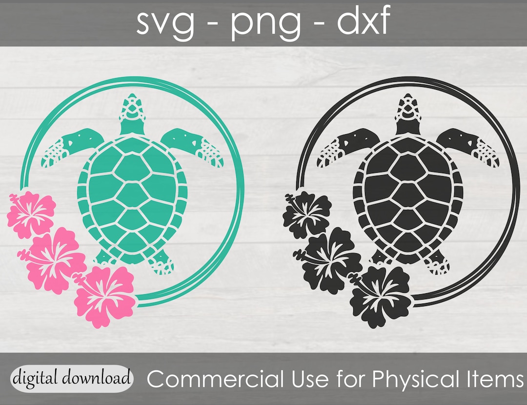 Sea Turtle Hibiscus Flower Svg Cut File for Cricut - Hawaiian Hibiscus ...