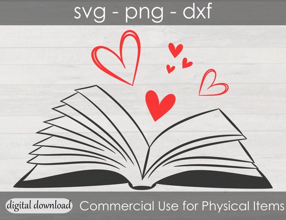 Open Book With Hearts Svg Cut File for Cricut Cute | Etsy