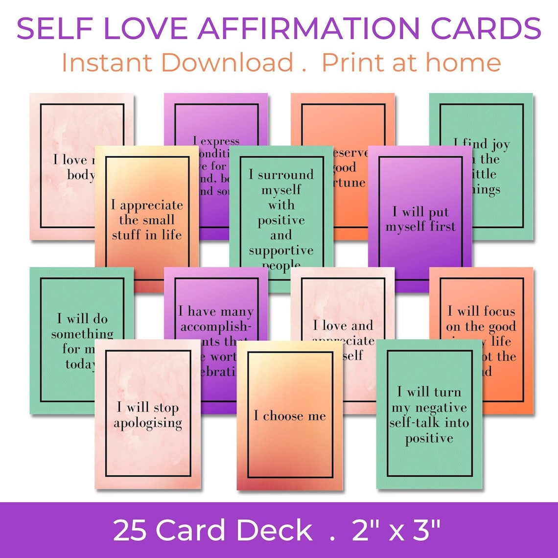 Self Love Affirmation Cards, Printable Affirmation Cards, Printable ...