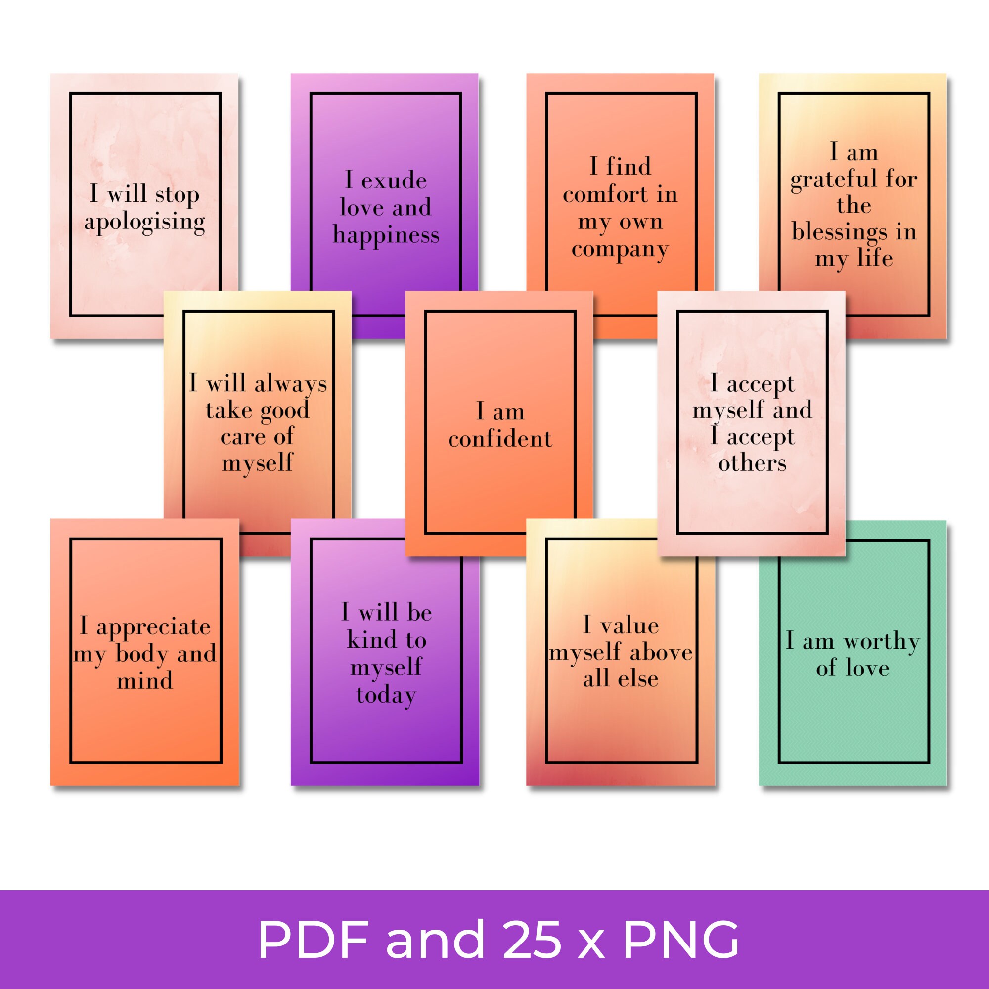 Self Love Affirmation Cards, Printable Affirmation Cards, Printable ...