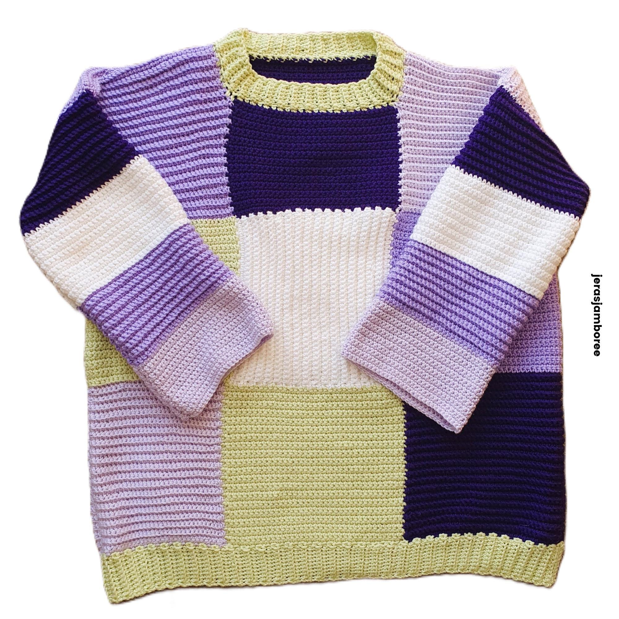 Patchwork Sweater Crochet Pattern, Crochet Sweater Pattern, Patchwork ...