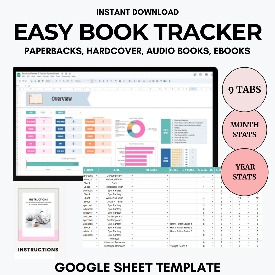 Reading Tracker Spreadsheet, Book Tracker Google Sheets, Google Sheets ...
