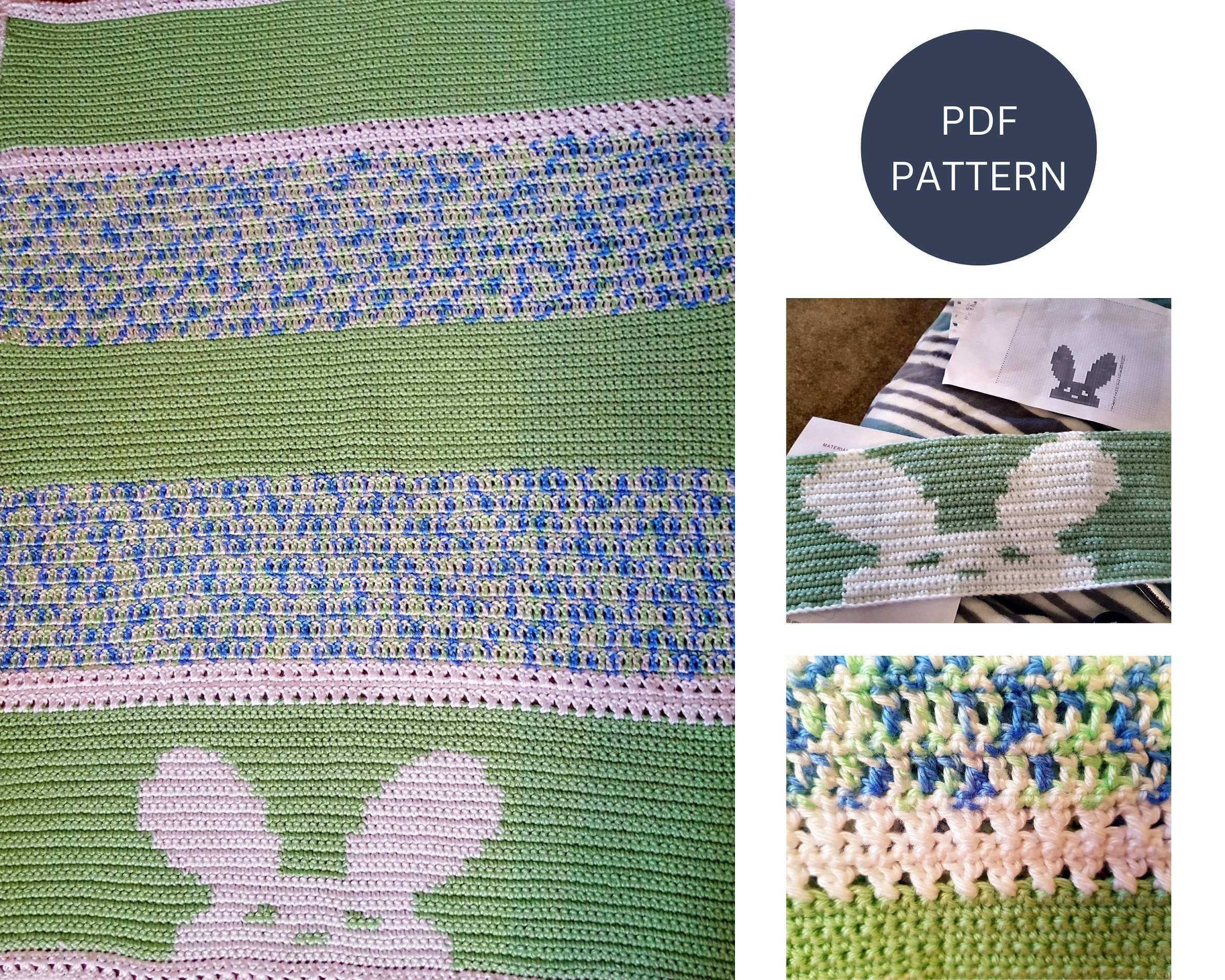 Bunny Blanket Crochet Pattern, Baby Blanket Crochet Pattern, Crochet ...