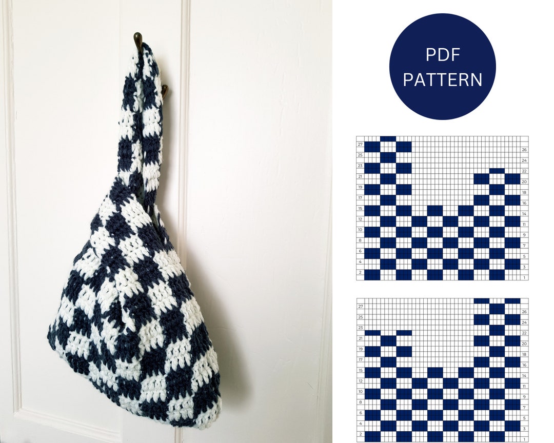 CROCHET BAG PATTERN, Crochet Pattern, Japanese Knot Bag, Crochet Checkered Bag, Handbag Crochet ...