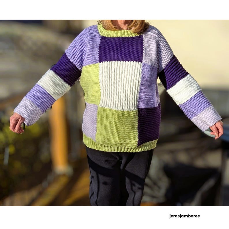 Patchwork Sweater Crochet Pattern, Crochet Sweater Pattern, Patchwork ...