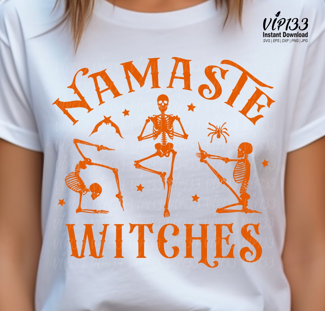 Namaste Witches PNG Spooky Skeleton Doing Yoga Meditation Funny Trendy ...