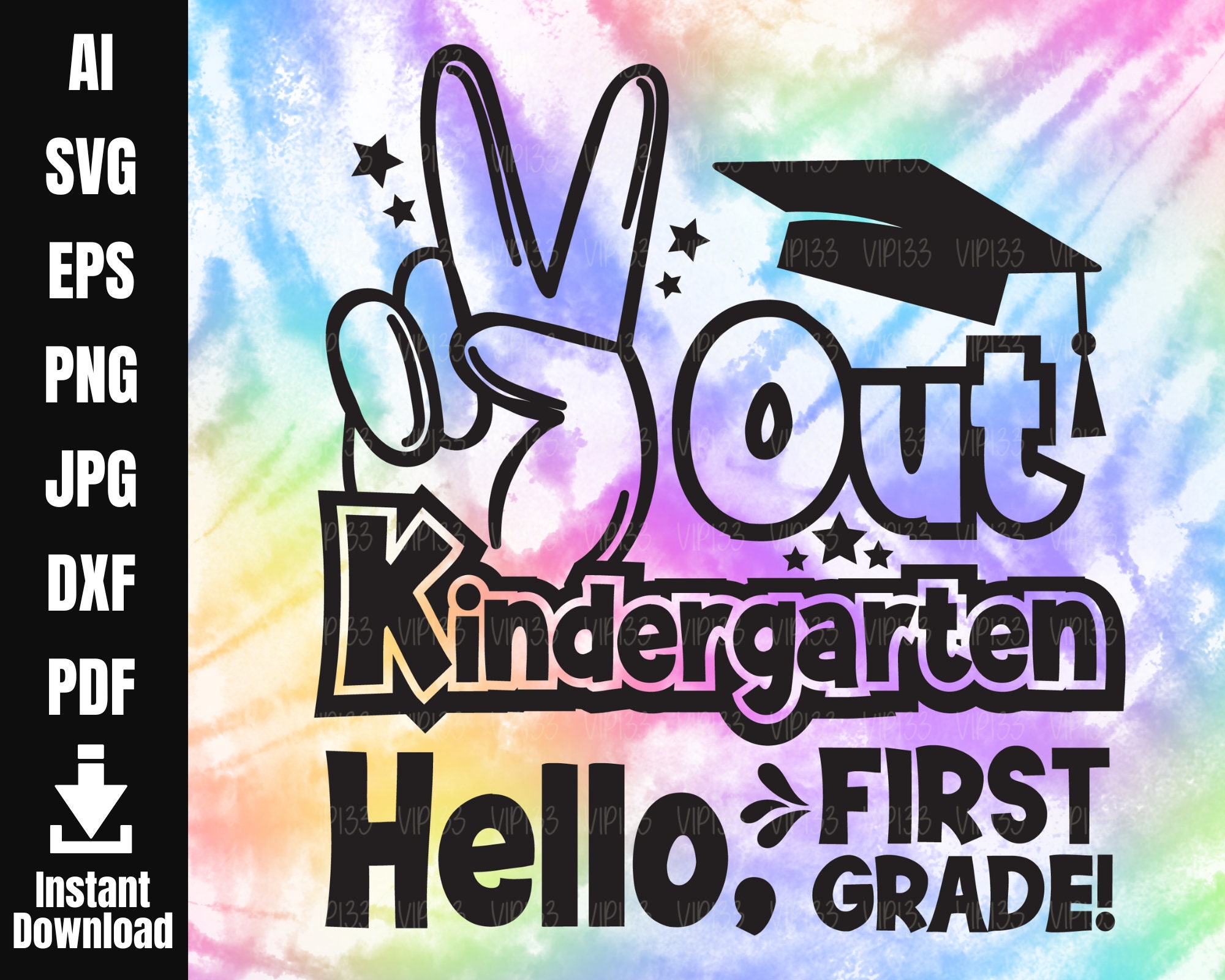 Peace Out Kindergarten SVG Hello, First Grade Kindergarten Graduation ...