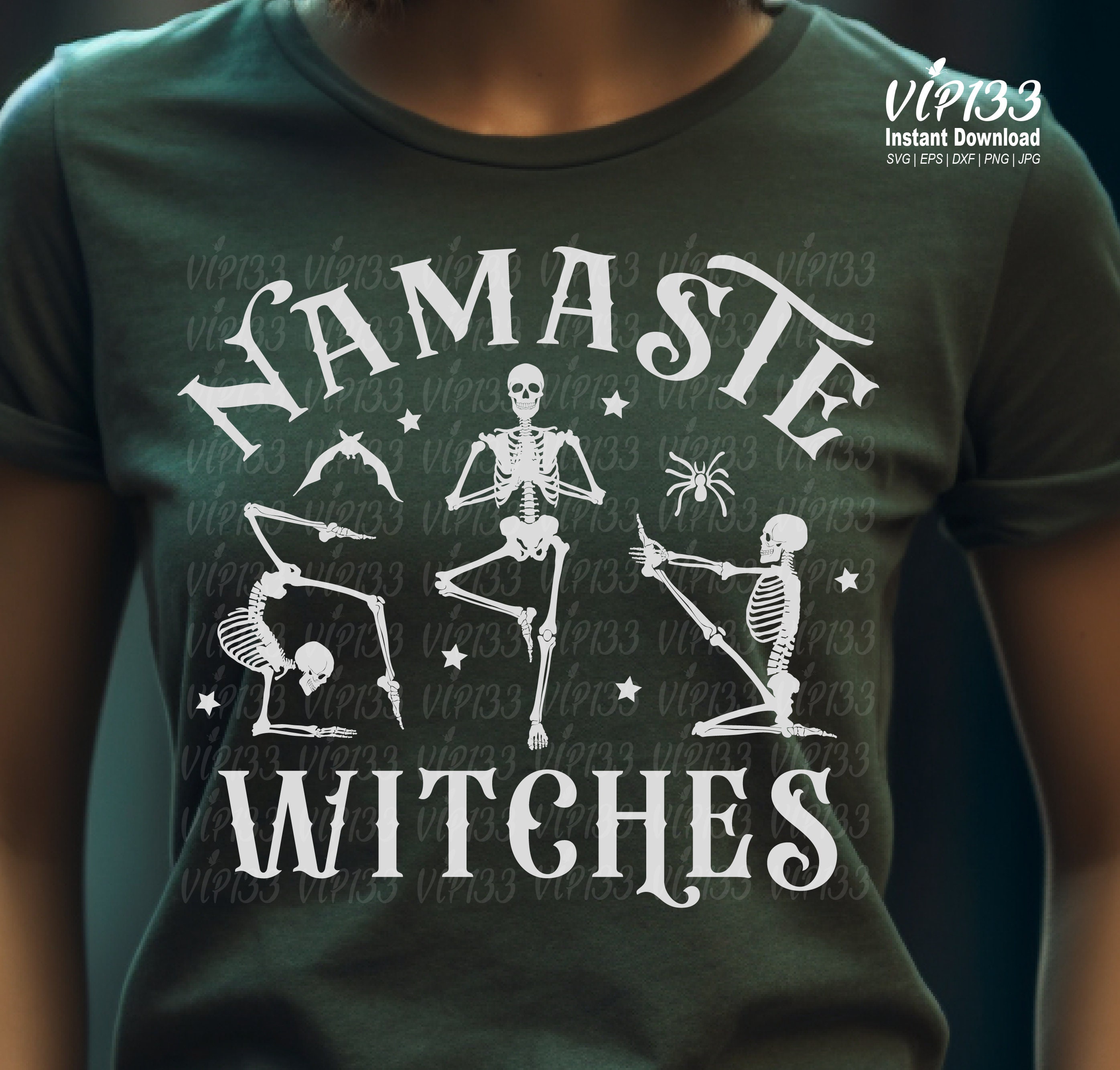 Namaste Witches PNG Spooky Skeleton Doing Yoga Meditation - Etsy