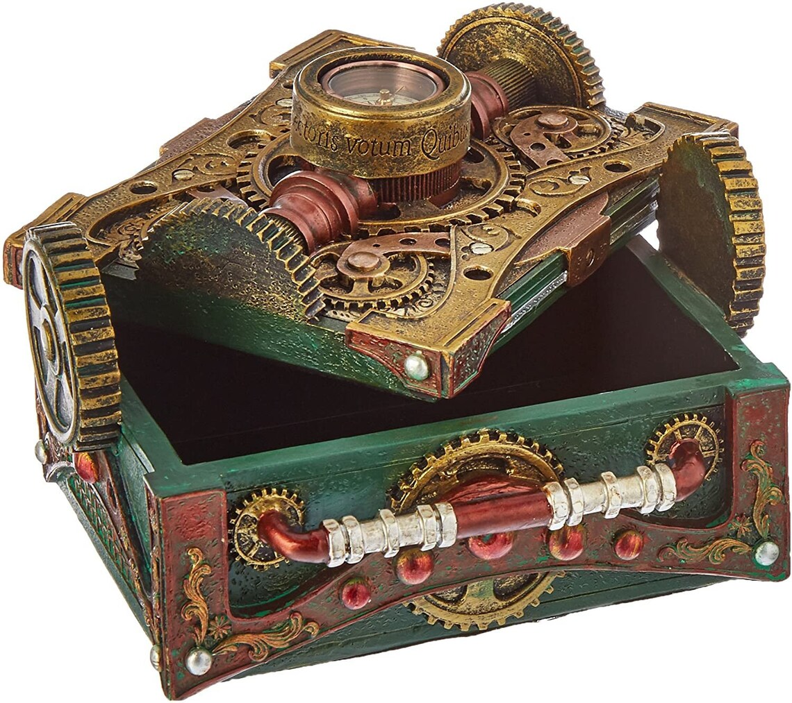 Steampunk Trinket/jewelry Box Steam Punk W/compass - Etsy