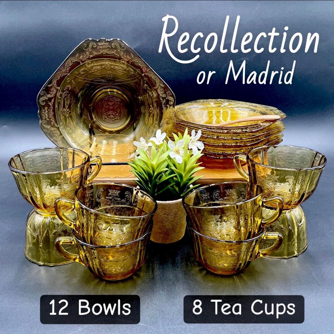 Sets of 6, 8, 12 (1970s) Madrid Recollection Amber Bowls & Tea Cups by ...