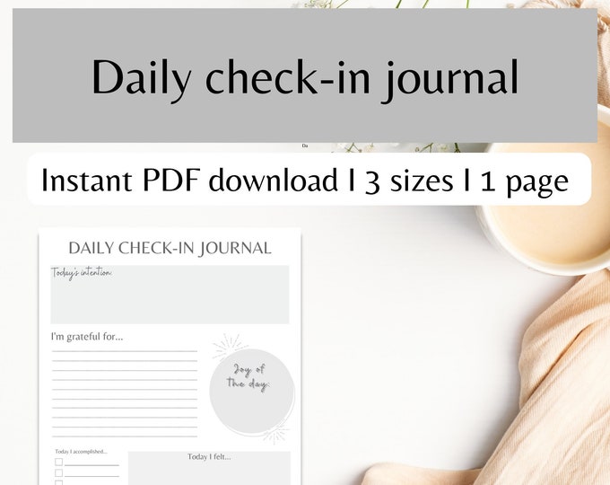DAILY CHECK IN Journal Wellness Gratitude Journal Printable - Etsy