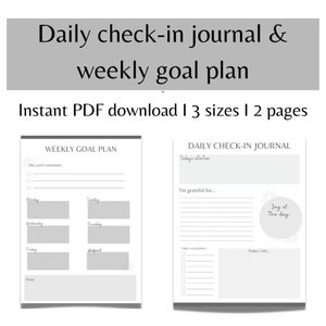 DAILY CHECK IN Journal With Weekly Goal Plan Worksheet, Wellness ...
