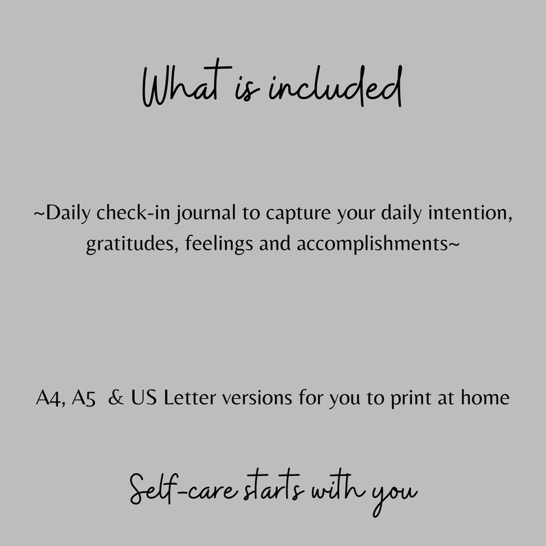 DAILY CHECK IN Journal Wellness Gratitude Journal Printable - Etsy