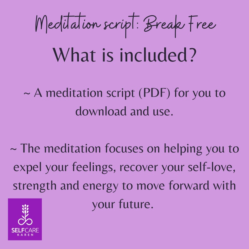 BREAK FREE GUIDED Meditation Script, Self Love Meditation Download ...
