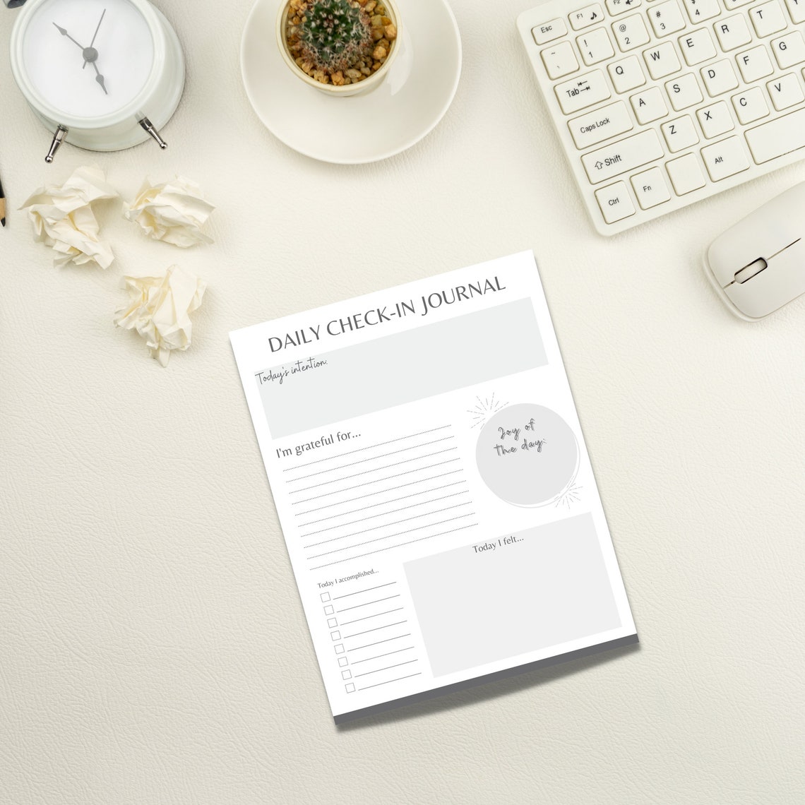 DAILY CHECK IN Journal Wellness Gratitude Journal Printable - Etsy