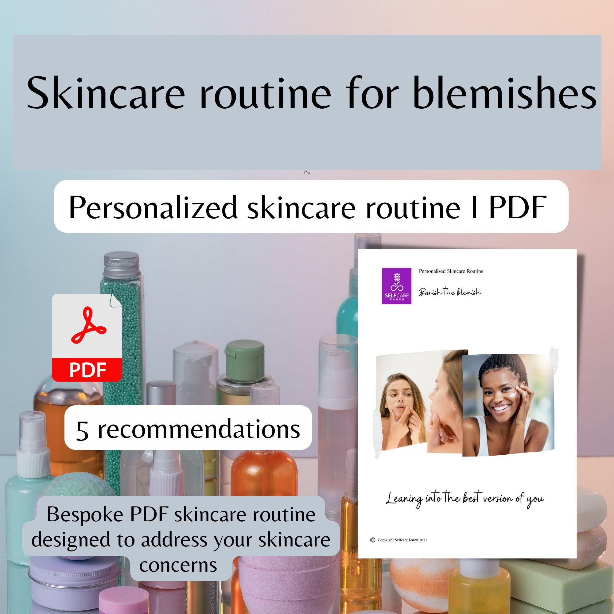 Personalized skincare routine for spotty skin, custom skincare ...