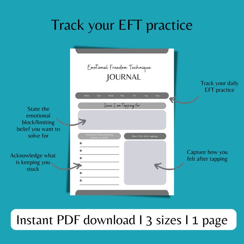 EMOTIONAL FREEDOM Technique Journal, EFT Digital Journal Printable ...