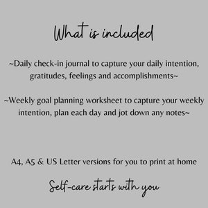 DAILY CHECK IN Journal With Weekly Goal Plan Worksheet, Wellness ...