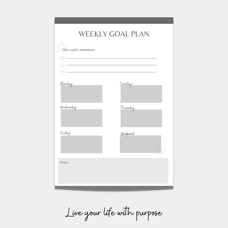 WEEKLY GOAL PLANNING, Plan Your Weekly Goals, Printable Goal Setting ...