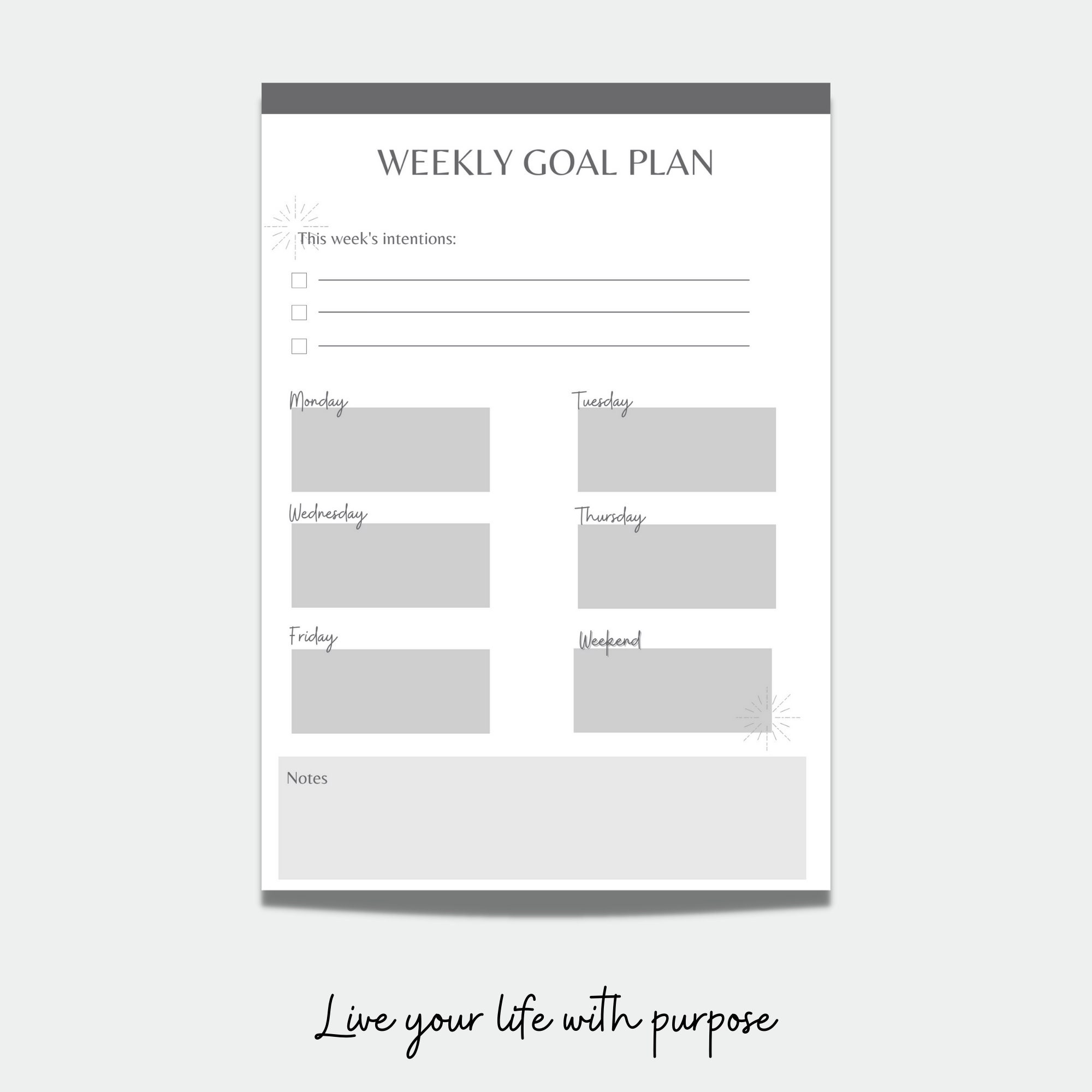 WEEKLY GOAL PLANNING, Plan Your Weekly Goals, Printable Goal Setting ...