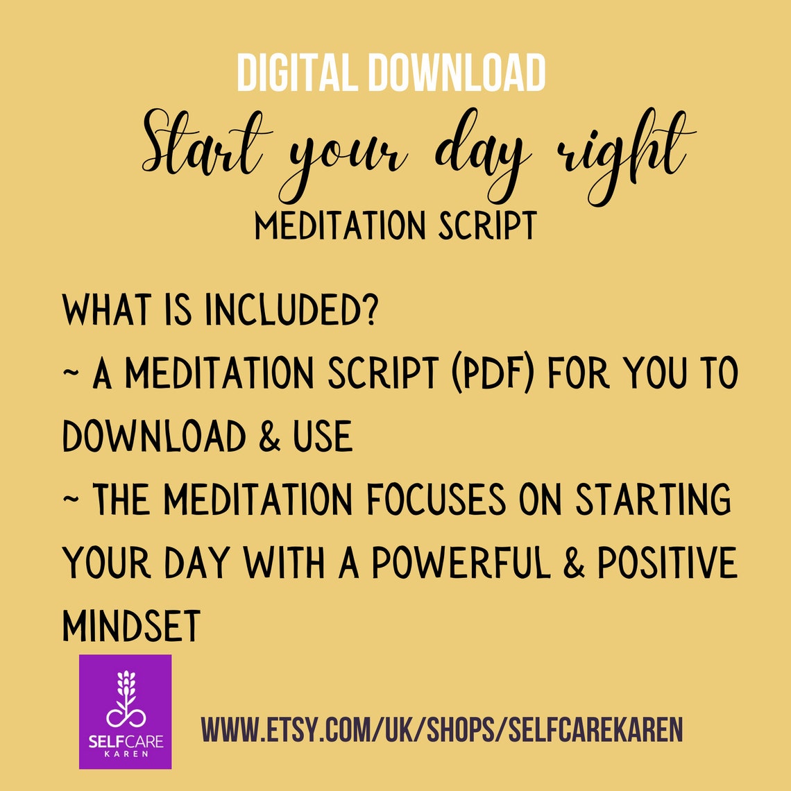 MORNING MEDITATION SCRIPT Positive Thinking Self Care Guide - Etsy UK