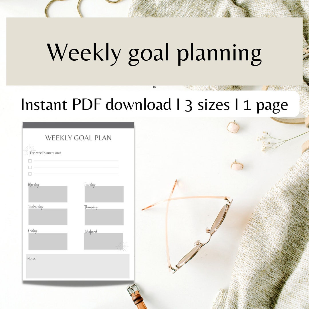 WEEKLY GOAL PLANNING, Plan Your Weekly Goals, Printable Goal Setting ...