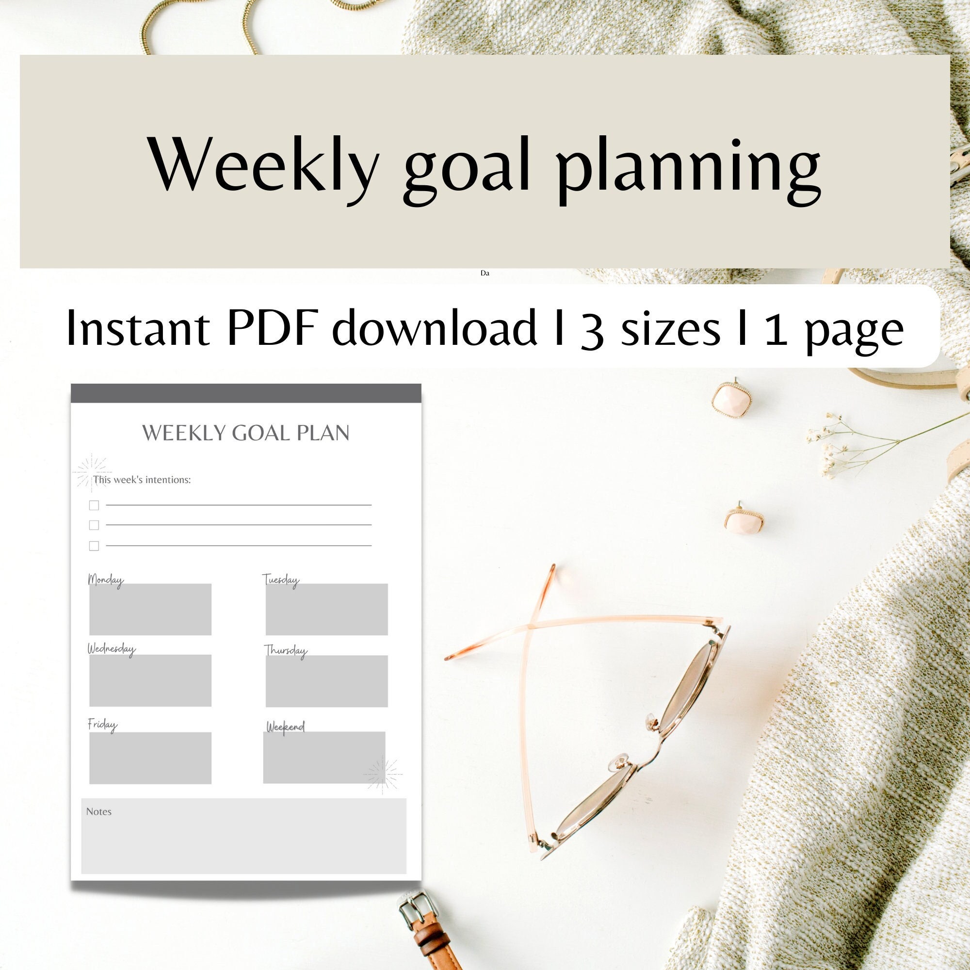 WEEKLY GOAL PLANNING, Plan Your Weekly Goals, Printable Goal Setting ...