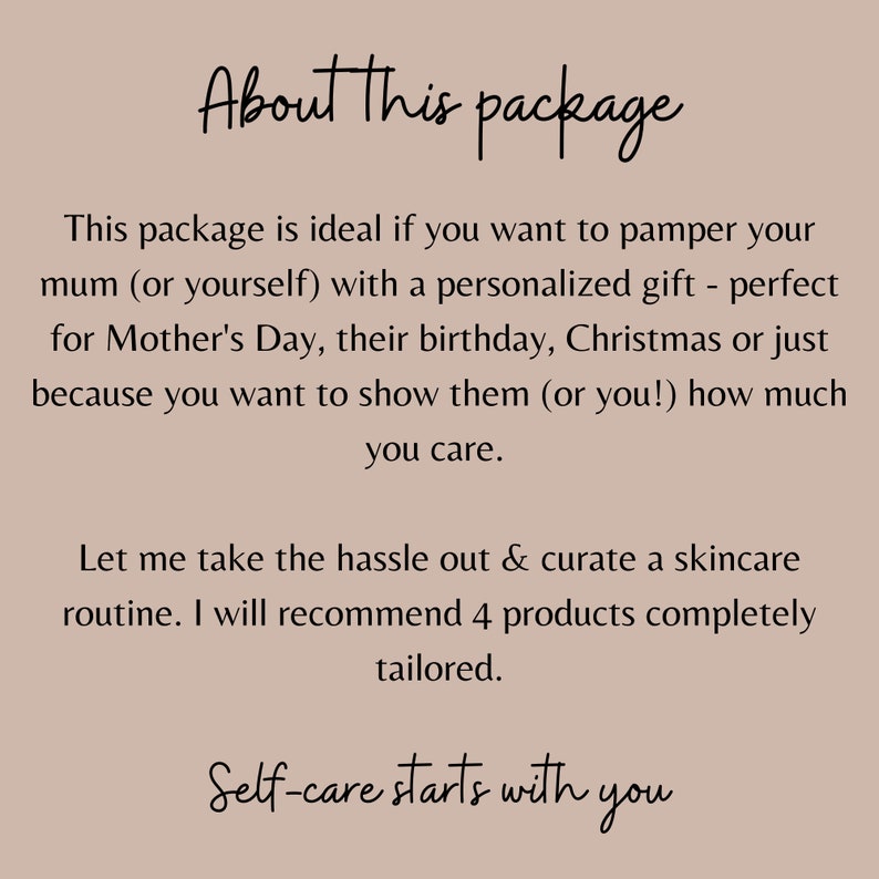 Personalized Skincare Routine for Mothers, Beauty Product Plan Package ...