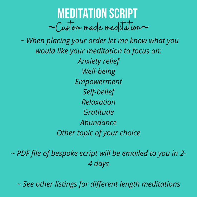 CUSTOM MEDITATION SCRIPT Instant Download Guided Meditations | Etsy