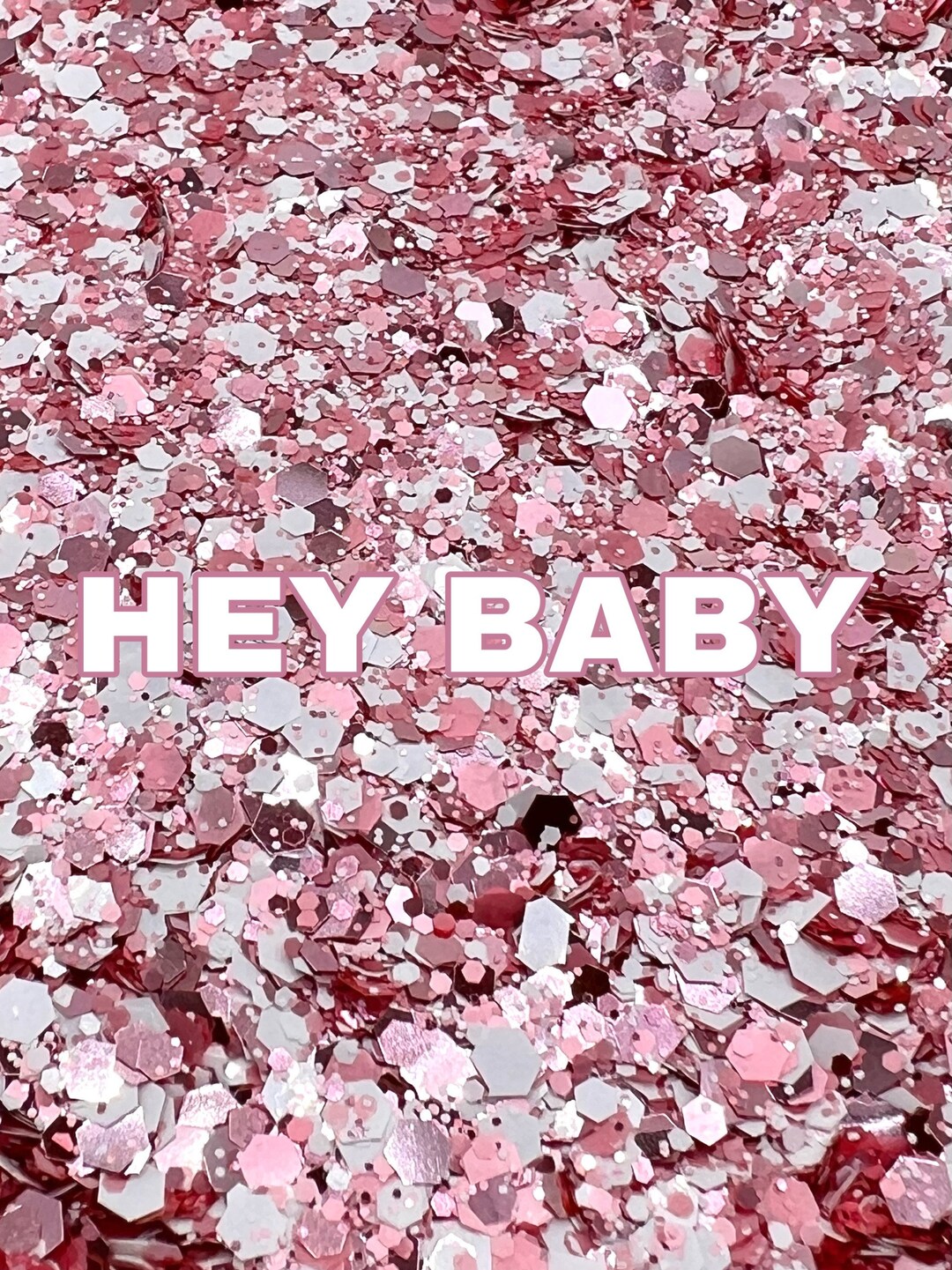 HEY BABY Pink and White Matte Chunky Glitter Mix | Chunky Glitter Mix | Valentines Glitter ...