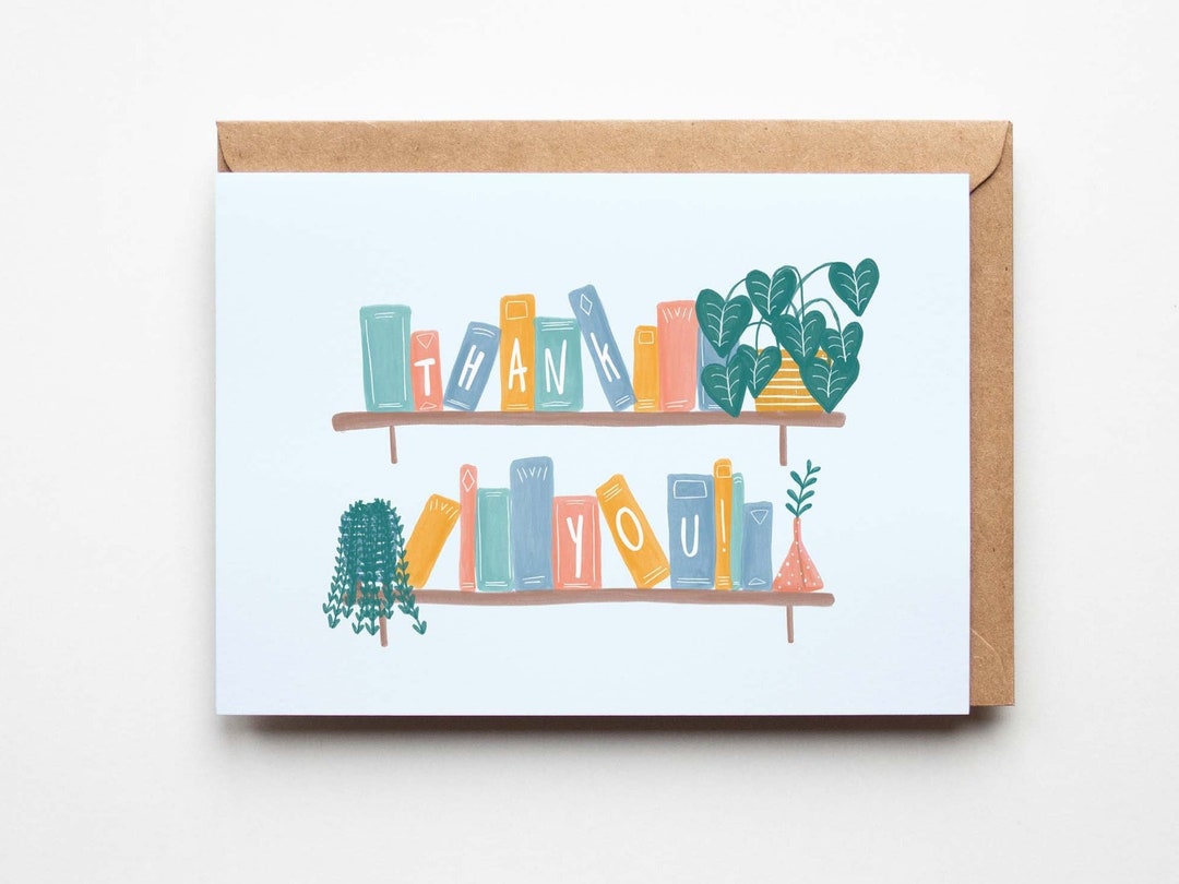 Thank You Books Cute A6 Customisable Card | Teacher Professor End Term ...