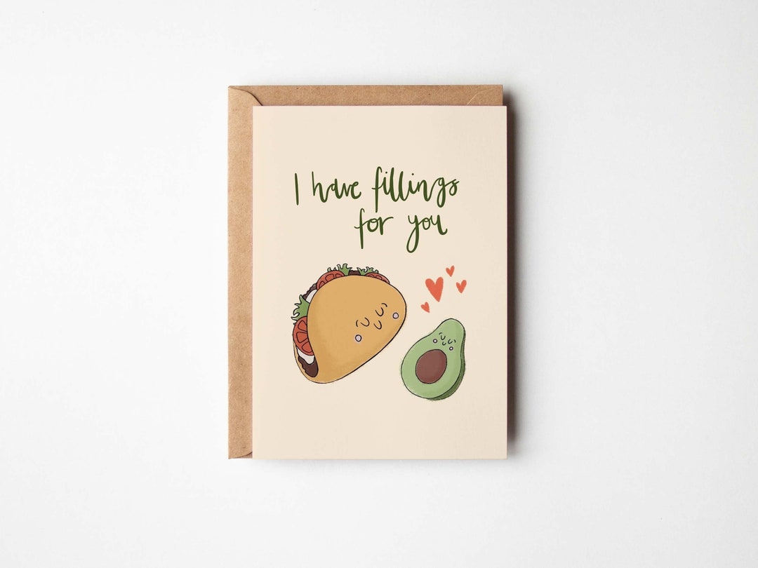 Taco Avocado Anniversary Pun A6 Card | Birthday Valentine's Day Burrito ...
