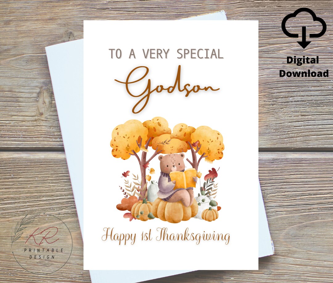 Godson 1st Thanksgiving Card Digital, 1st Thanksgiving Card for Godson ...