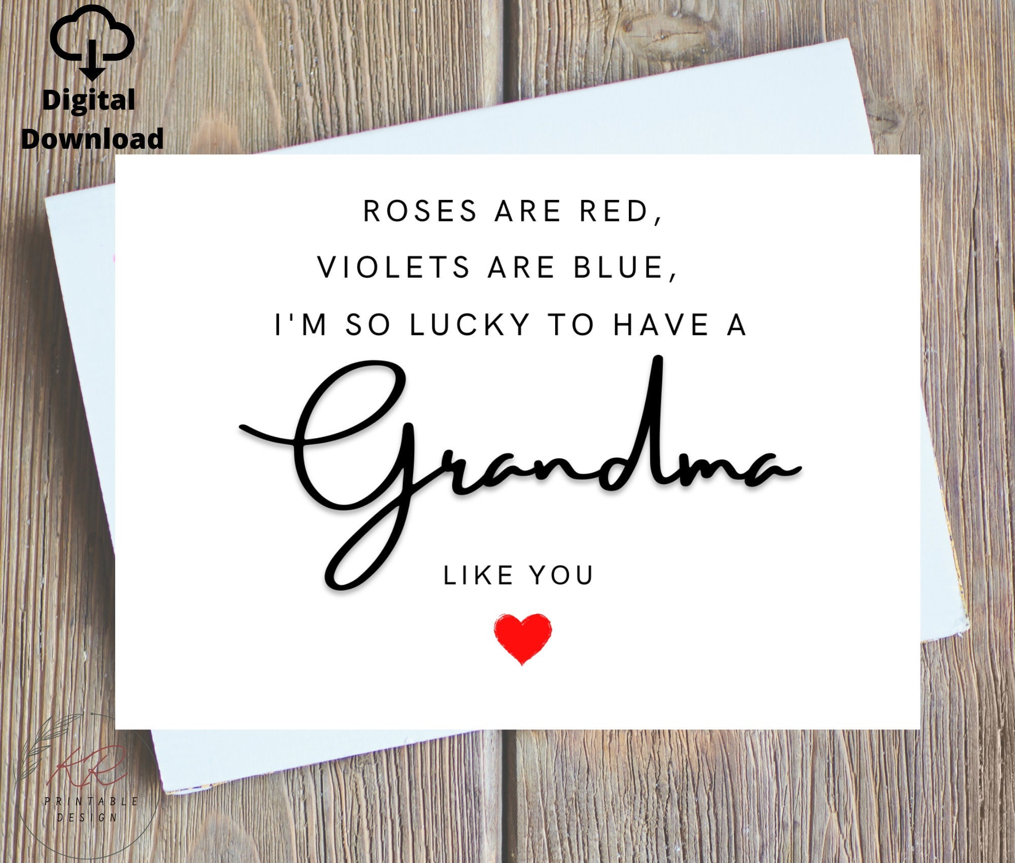 Grandma Valentines Day Card for Her Printable, Personalised Grandma ...
