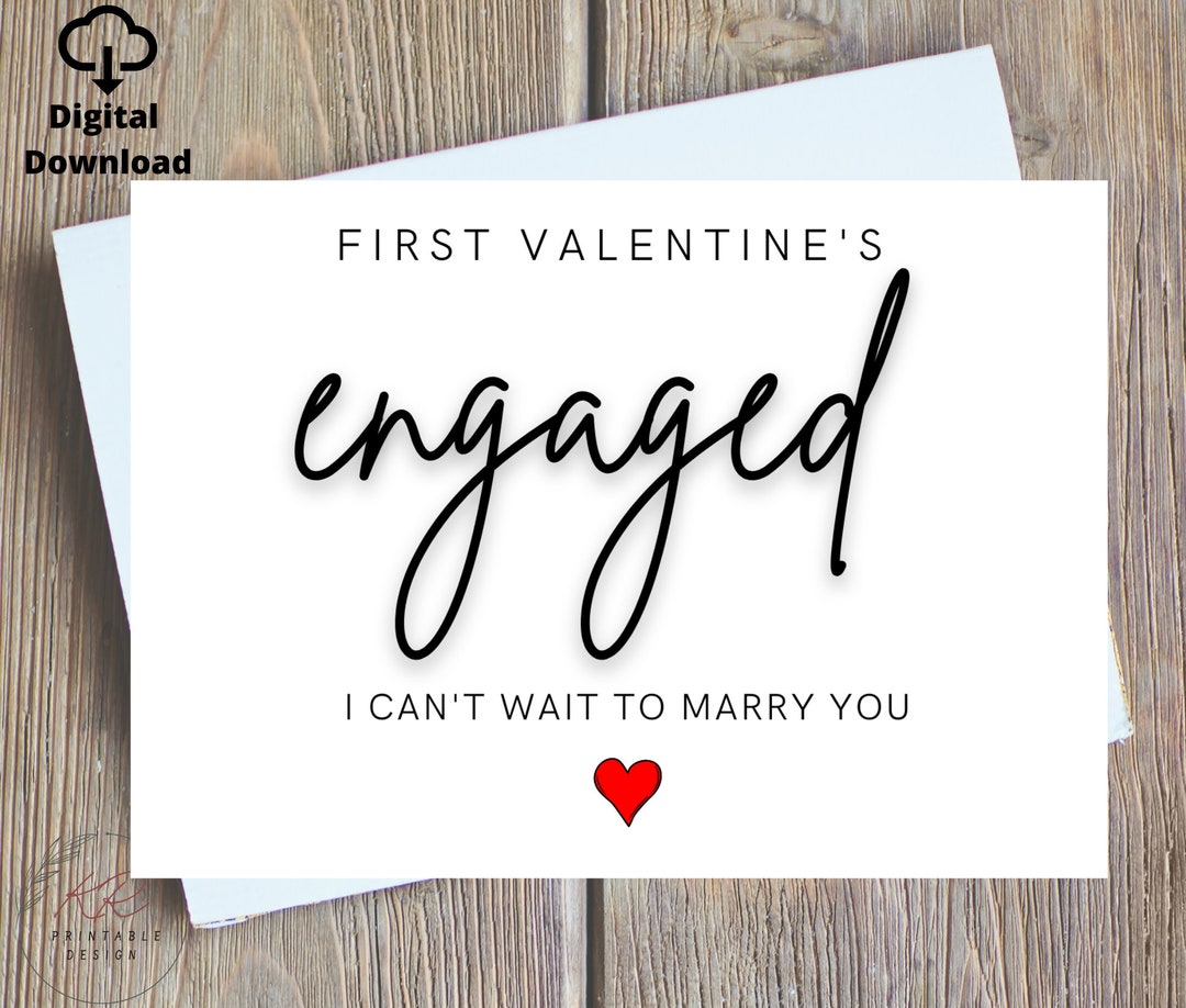 First Engaged Valentines Card Digital, First Engaged Valentine , Fiancé ...