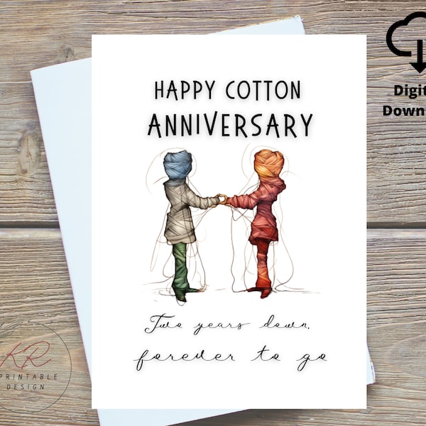 Printable Couple 2nd Anniversary Card - Etsy