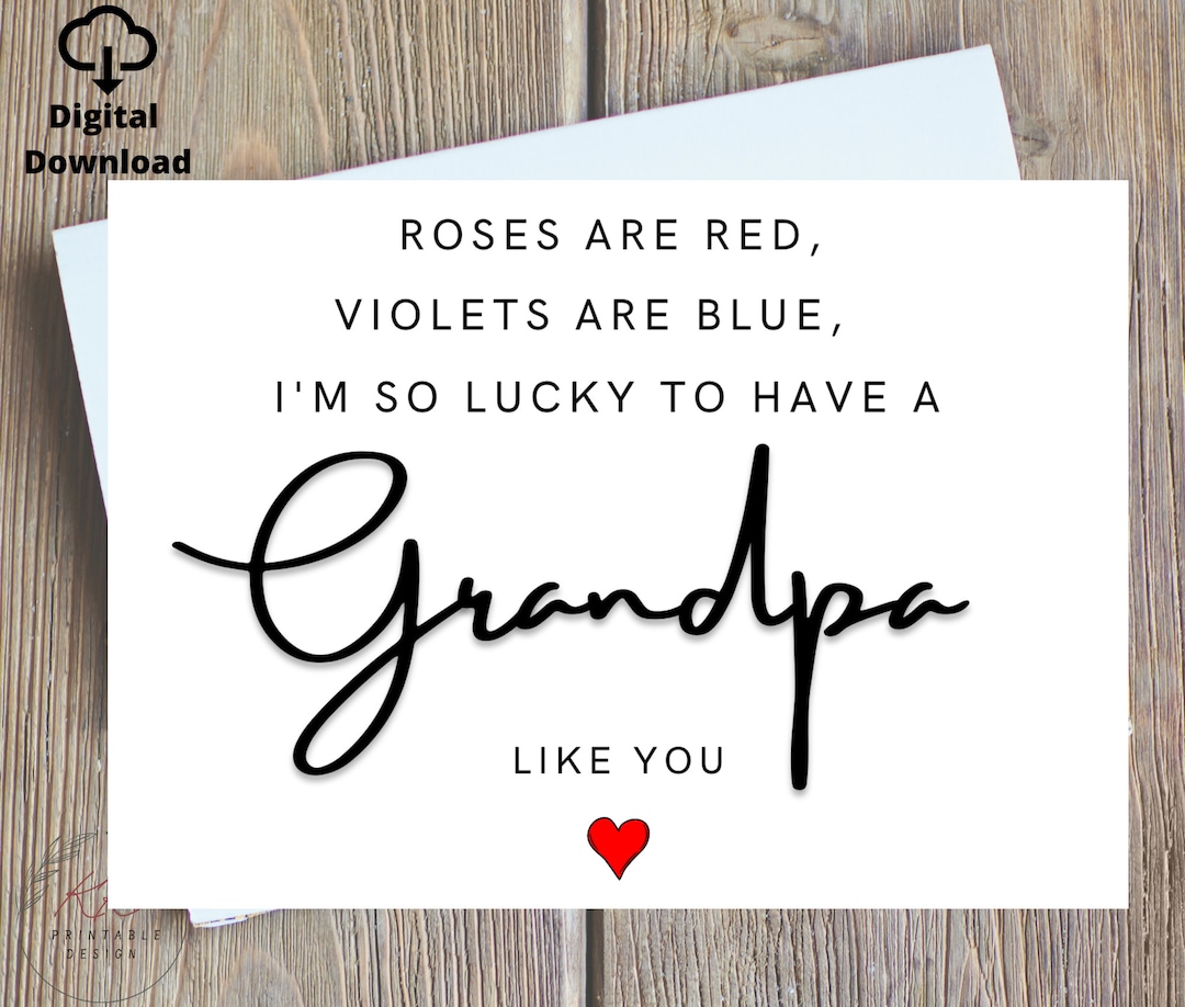 Grandpa Valentines Day Card for Him Printable, Personalised Grandpa ...