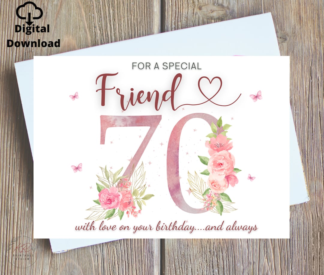 Happy 70th Birthday Card for A Friend Printable, 70th Birthday Card for Friend, Seventy Birthday ...