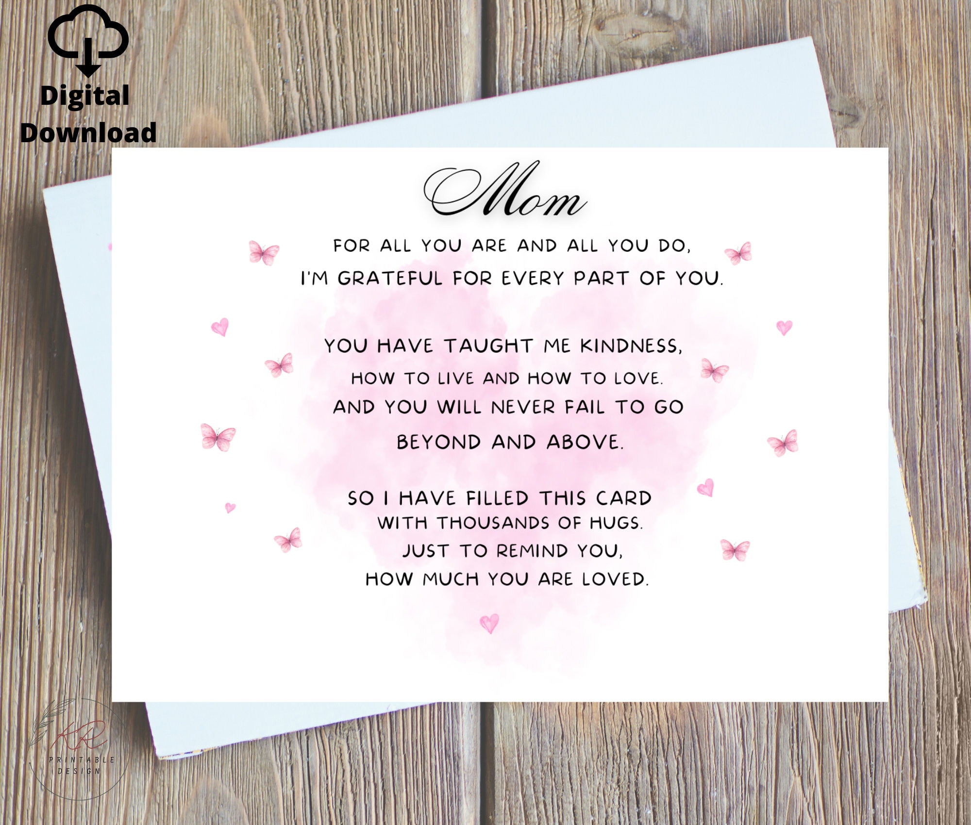 Mom Poem Card, Mothers Day Card Printable, Poem Mothers Day Card ...